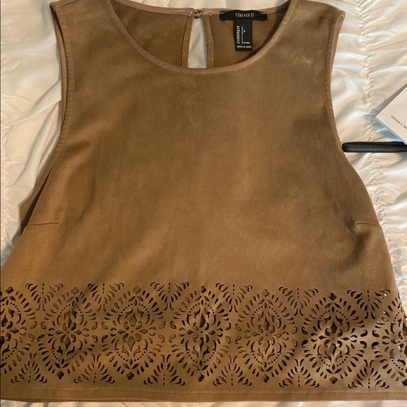 Forever 21 | Tops | Suede Brown Crop Top With Cut Outs | Poshmark